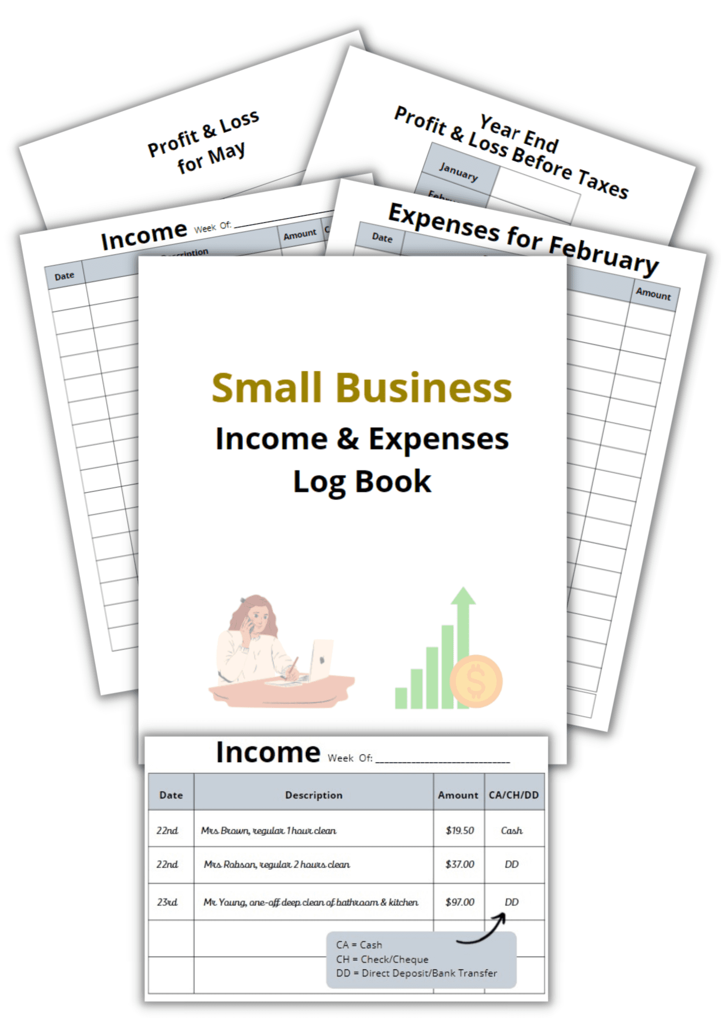 Small Business Income & Expenses Log Book (Printable at Home)